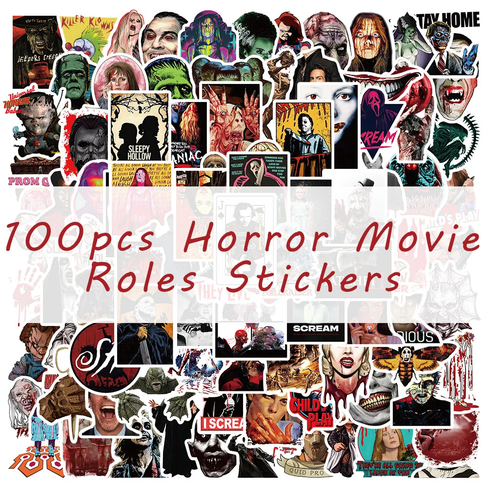 50-100PCS-Mixed-Horror-Movie-Thriller-Character-Halloween-Stickers-DIY ...
