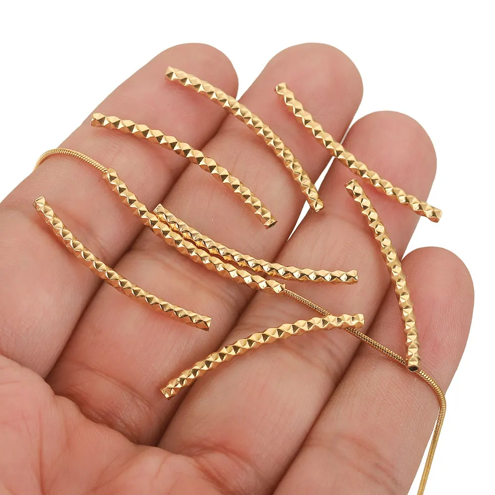 20pcs-Stainless-Steel-Tubes-Jewelry-Gold-Long-Curved-Tube-Beads-for ...