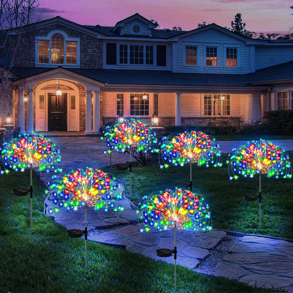 Led Solar Firework Fairy Lights Outdoor Waterproof Lawn Pathway Garden ...