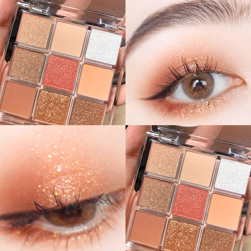 Professional-Eyeshadow-Palette-9-Color-Matte-Glitter-Long-lasting ...