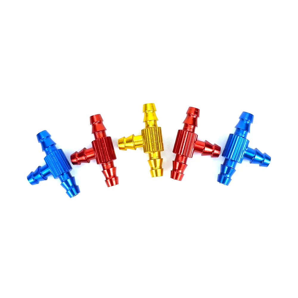 1/ 2Pcs Metal 3 Way T Shape T-Fittings Tee Joint Fuel Hose Valve Joiner ...