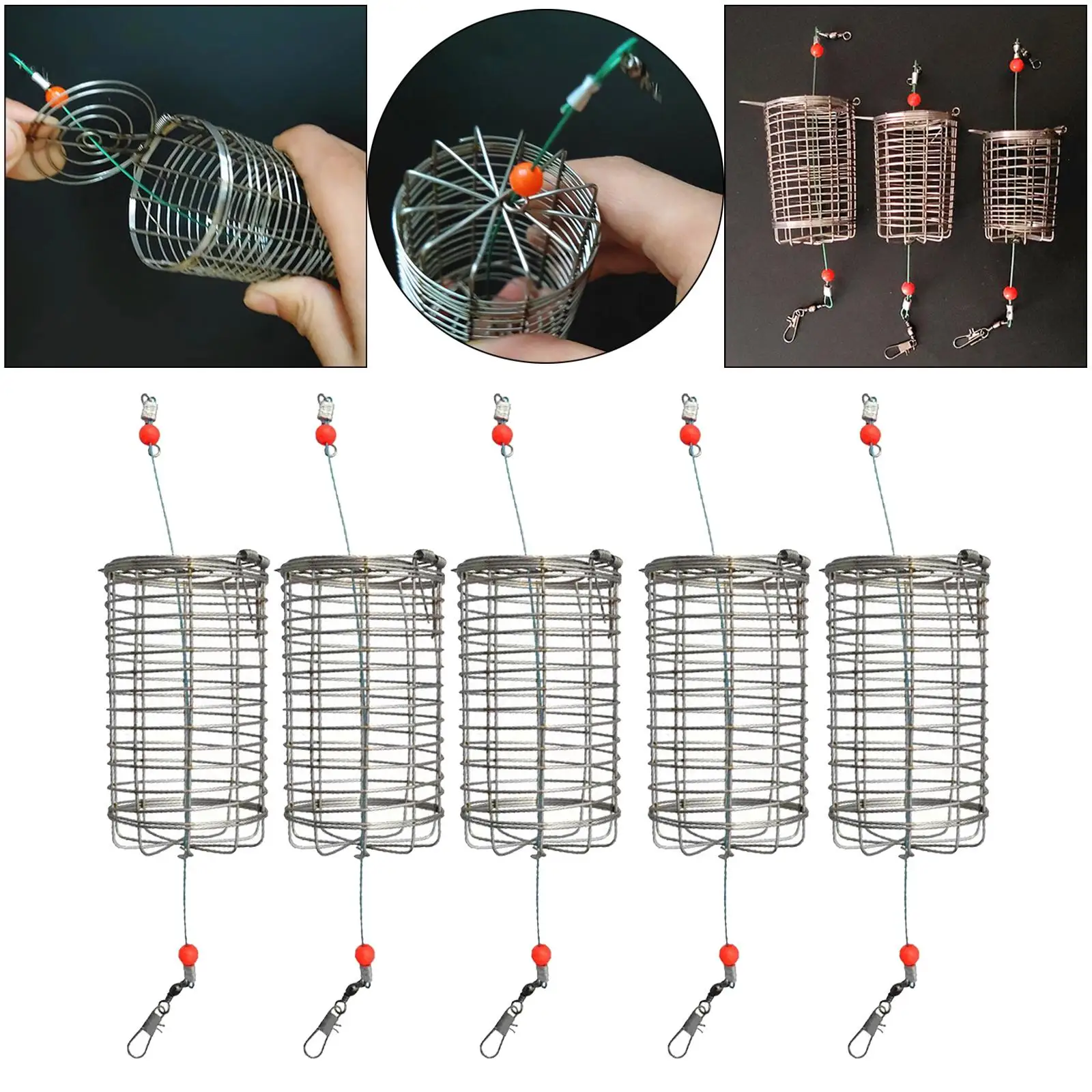 5x-Solid-Fishing-Feeder-Cage-Trap-Basket-Container-Carp-Lure-Attracting ...