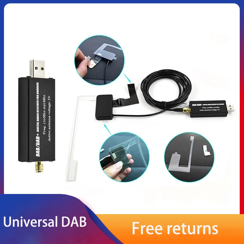 DAB+ Antenna With USB Adapter Car Digital Radio Tuner Receiver DAB+ ...