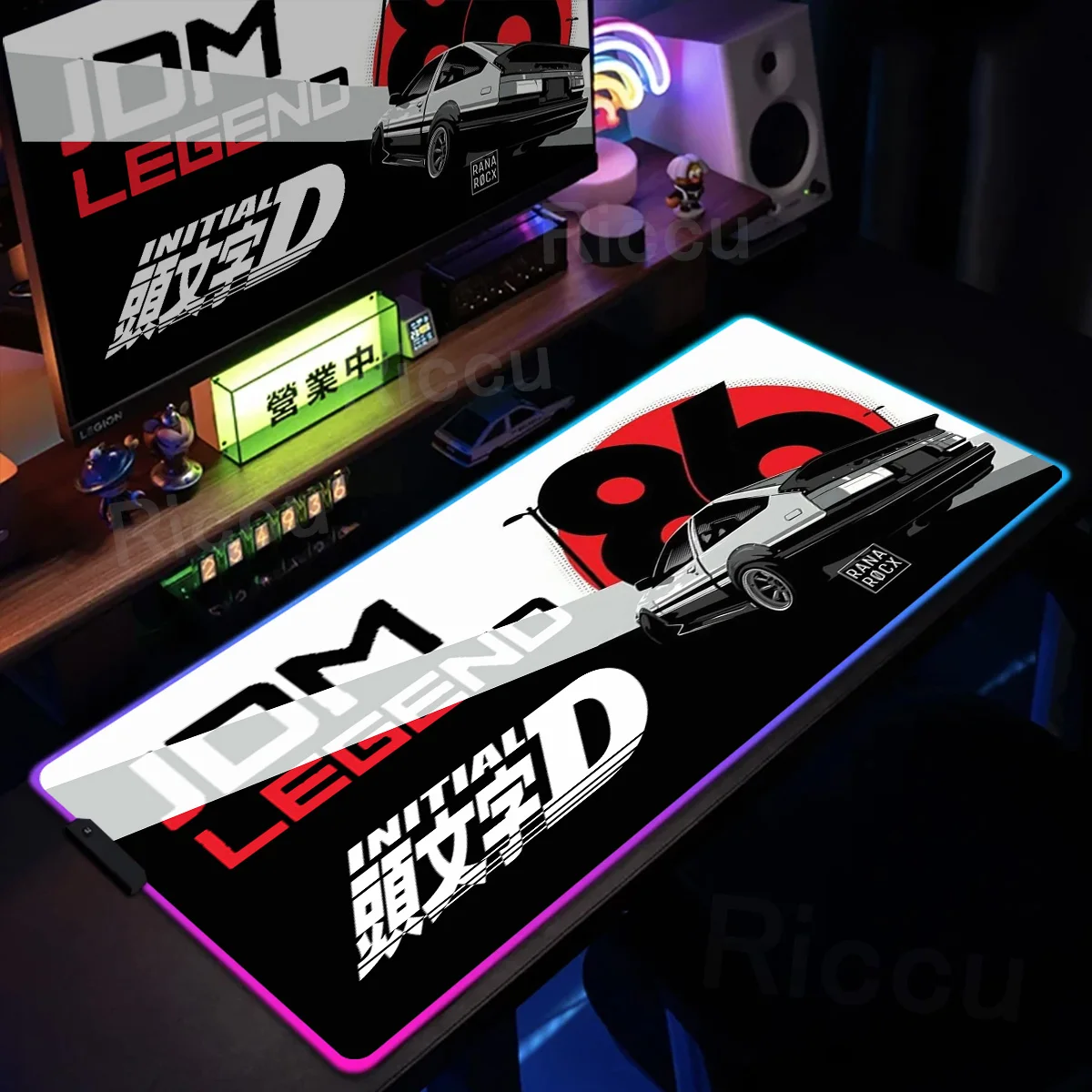 Large RGB Mousepad Anime Initial D Car AE86 Gaming LED Backlight ...