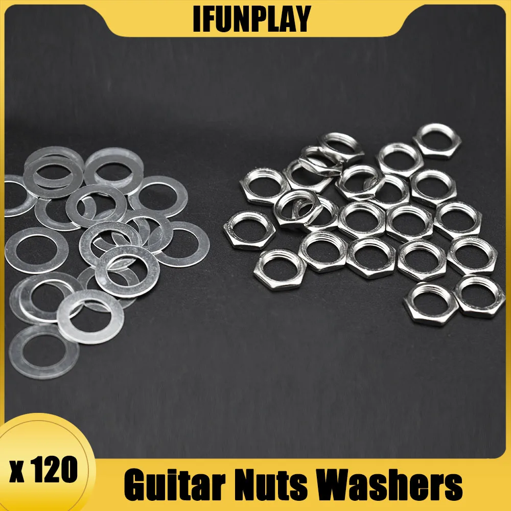 120Set M7/M8/M9/M10/M12 Nut and Washer for Guitar Potentiometer Switch ...