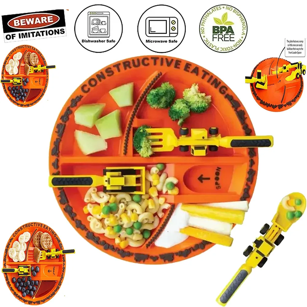 Car-Bulldozer-Excavator-Shovel-Plate-Knife-Fork-Spoon-Children-s ...