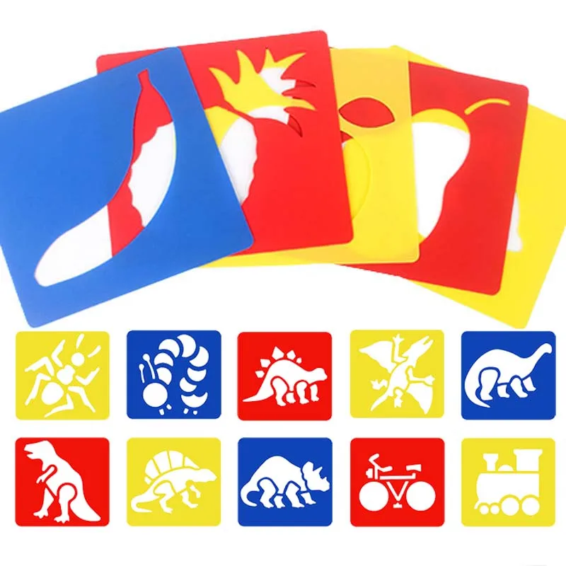 10/20pcs Children Drawing Toy Stencils Painting Toys Washable Reusable ...