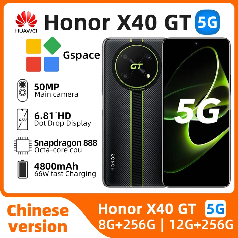 HONOR X40 GT 5G Mobiel Phone 6.81" 144Hz Screen Snapdragon 888 Octa-Core Magic UI 6.1 Battery ...