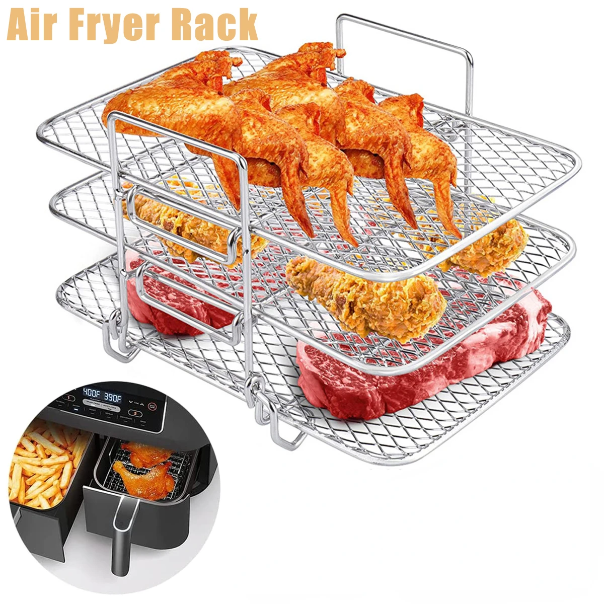 Air-Fryer-Rack-Air-Fryer-Multi-Layer-Double-Basket-Air-Fryer ...