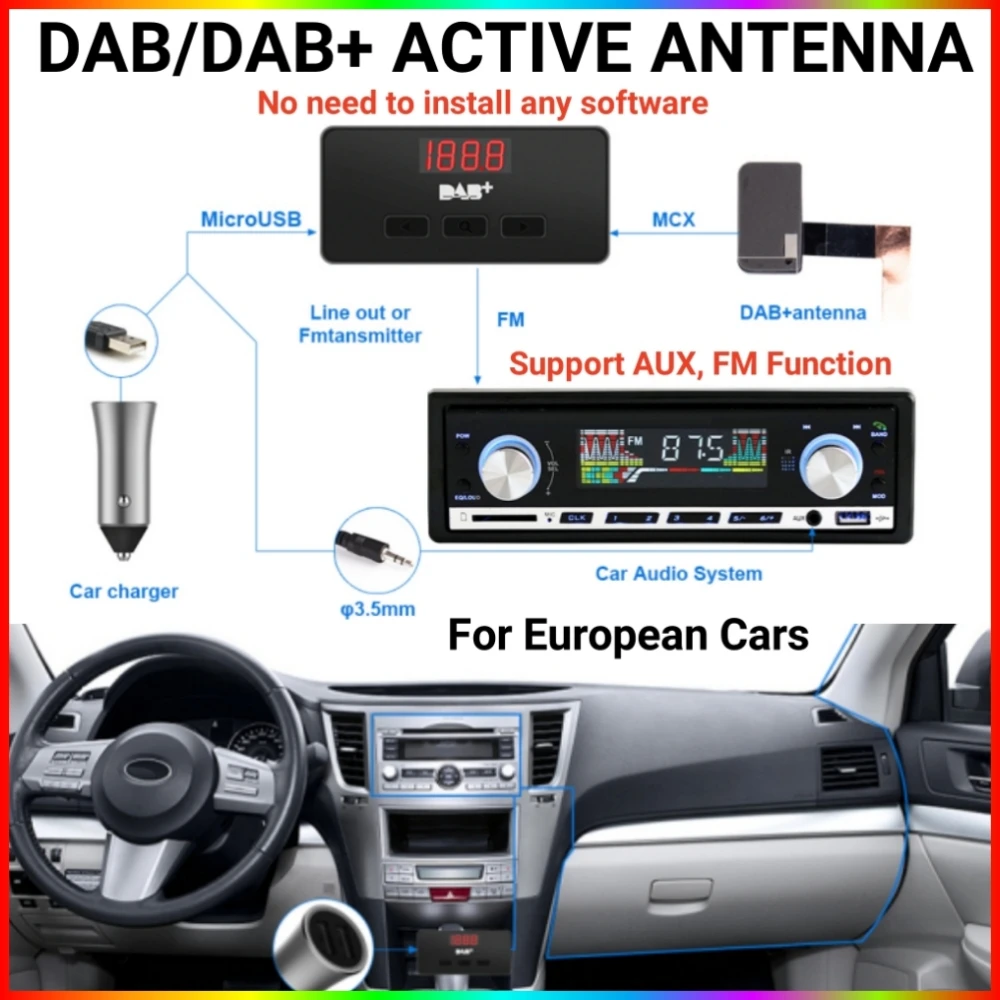 DAB DAB+ Antenna With USB Adapter European Android Car Radio GPS Stereo ...