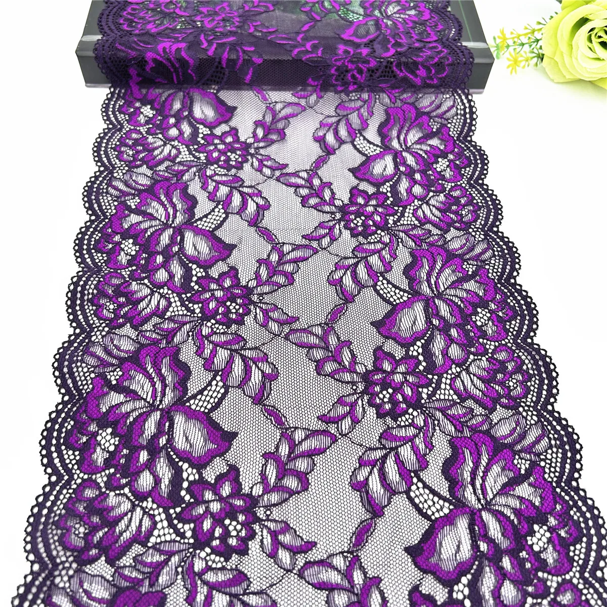 3y-lot-Width-23cm-Pretty-Violet-Purple-Elastic-Lace-For-Clothing ...