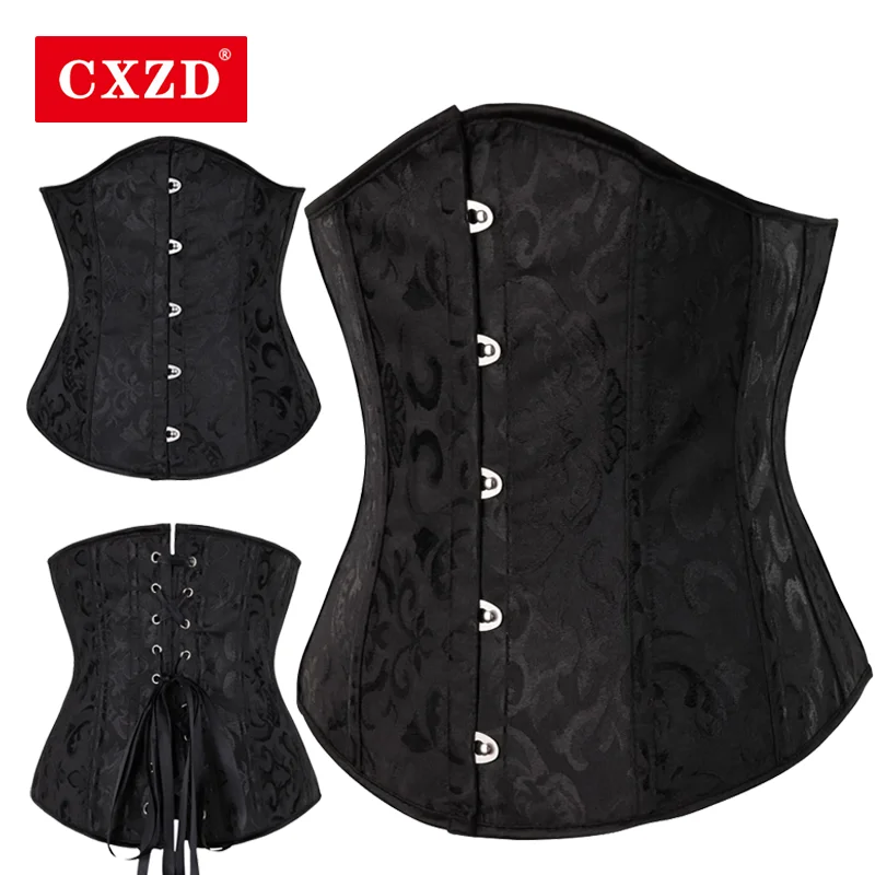 CXZD Women Gothic Sexy Satin Underbust Corset Bustier Waist Cincher ...