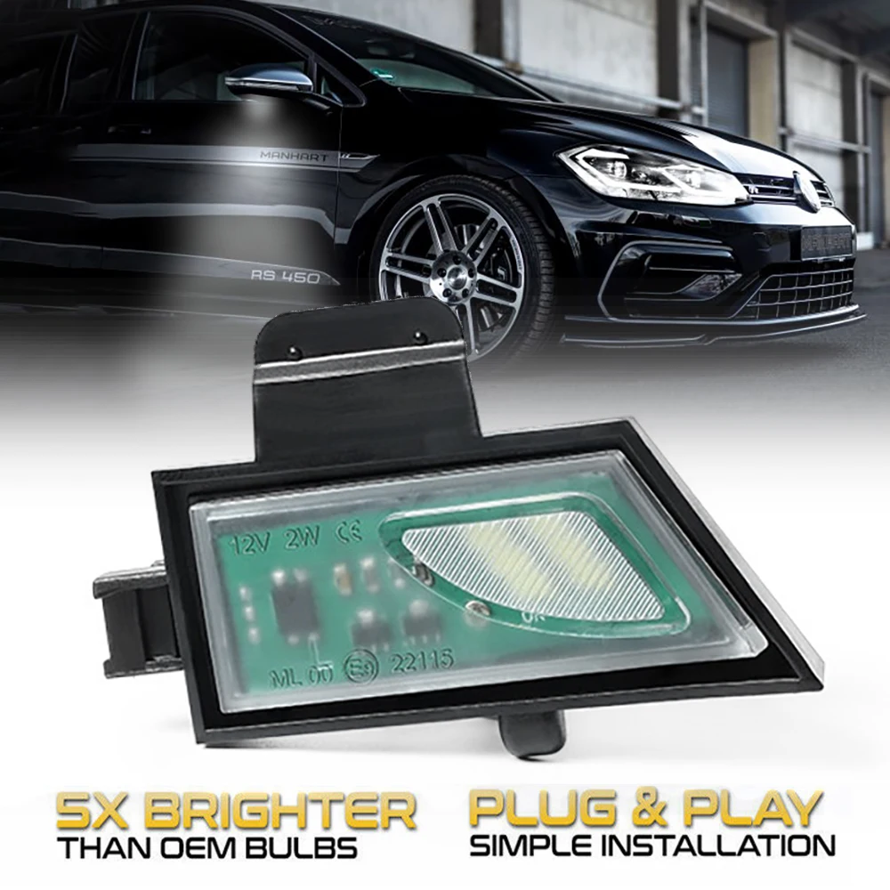 2Pcs White LED Puddle Light For VW Golf 7 VII MK7 Variant GTI R20 ...