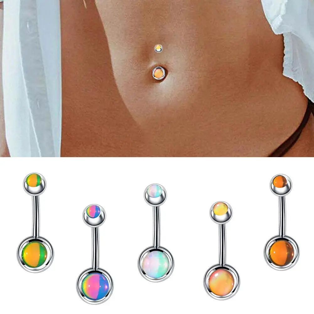 Double-Drop-Oil-Ball-Belly-Button-Rings-Navel-Ring-Drop-Dangle-Body ...
