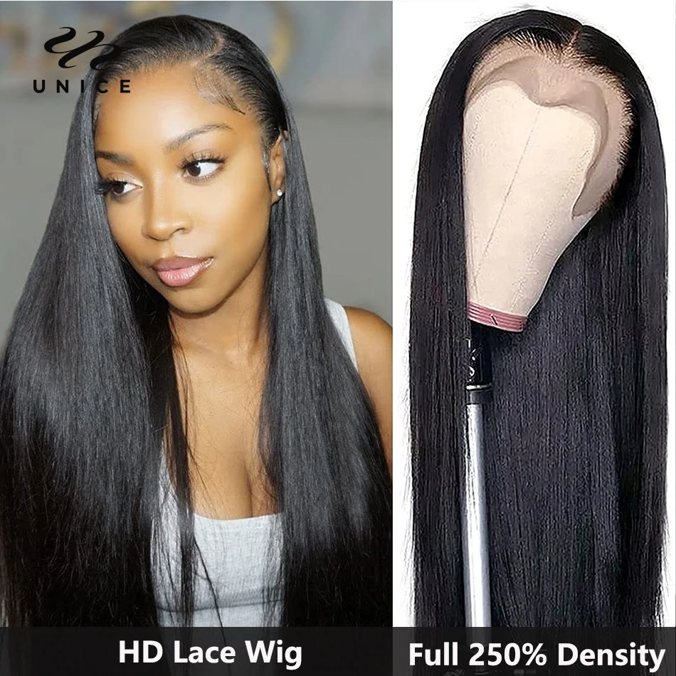 Unice-Hair-200-Density-Human-Hair-Wigs-Glueless-Straight-Lace-Wig-5x5 ...