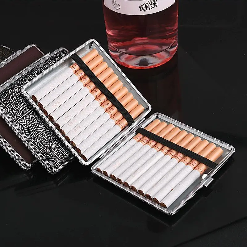 BORISTAK20-Sticks-Leder-Zigarette-Box-Zigarre-Fall-Metall-Rauchen-Zubeh ...