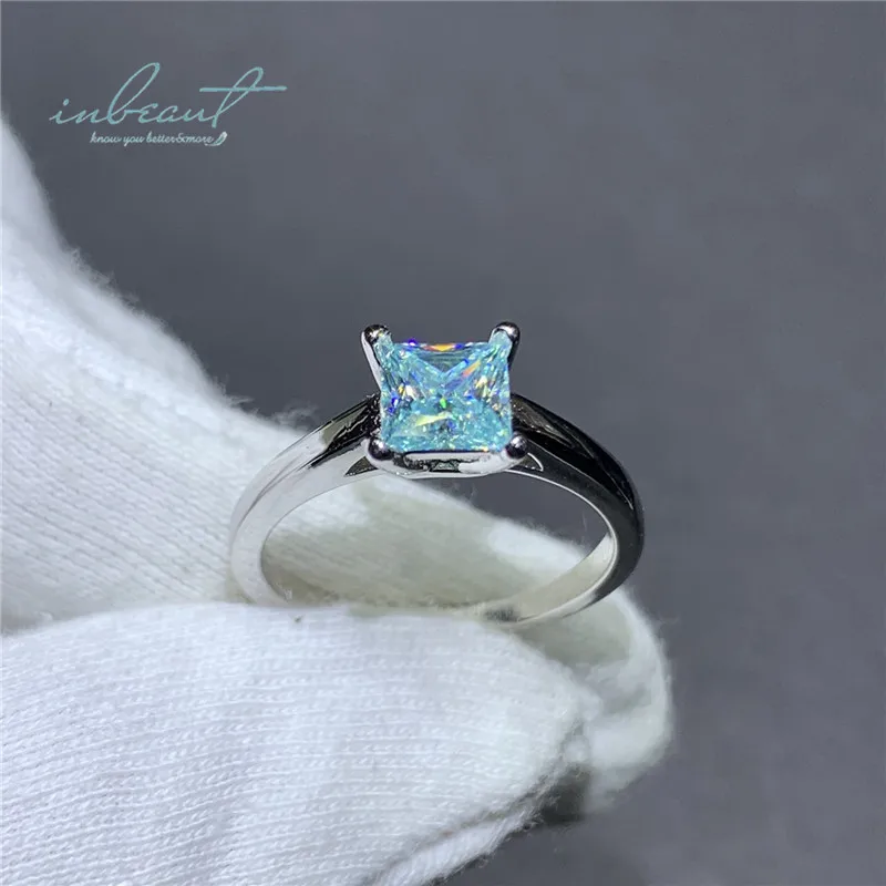 Blue Diamond Princess Cut Engagement Rings