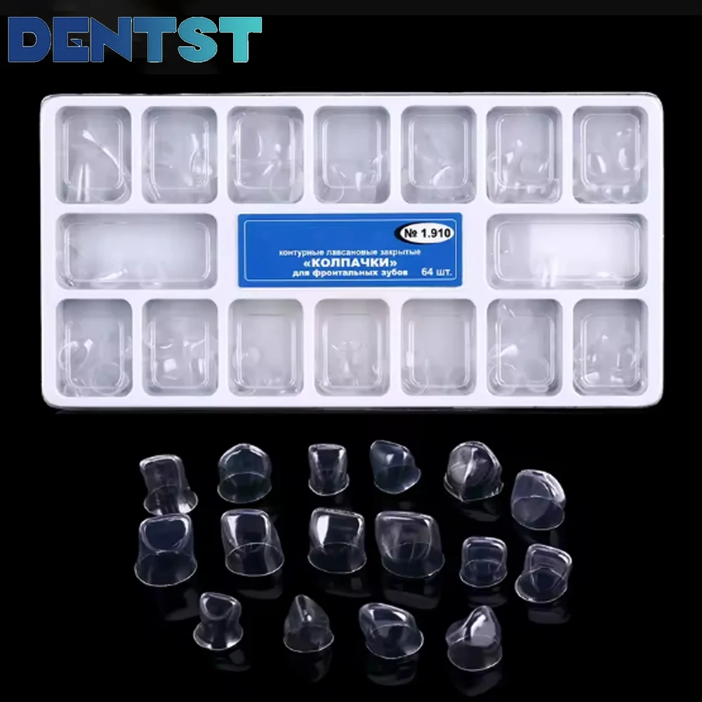 64Pcs Dental Transparent Crowns Anterior Posterior Deciduous Temporary ...