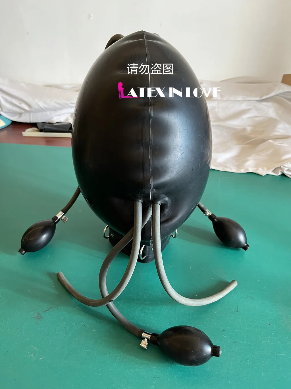 Inflate-Latex-Fetish-Hood-Mask-Lockable-Neck-Collar-Back-Zip-Halloween ...