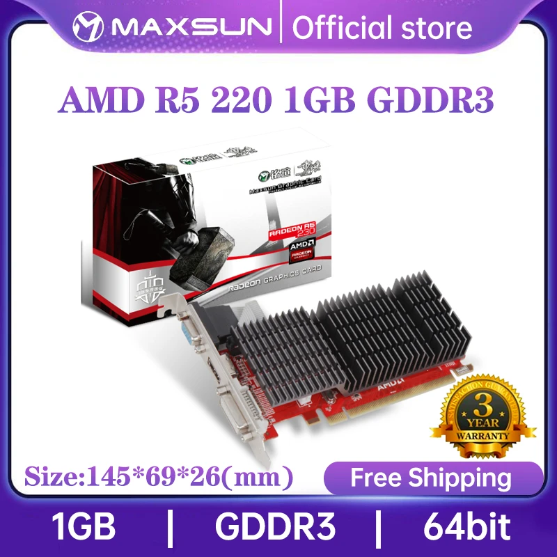 Maxsun Full New Desktop Amd R5 220 1gb Gddr3 Graphics Cards 64bit Hdmi ...