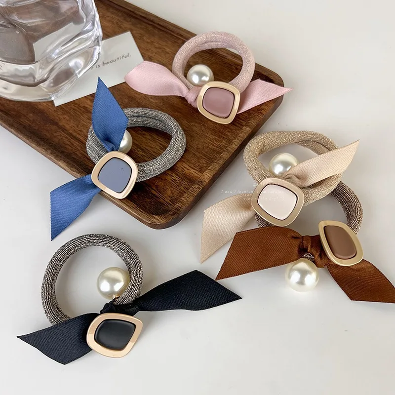 Geometric-Square-Pearl-Bowknot-Hair-Ring-Headband-New-Hair-Band-Durable ...