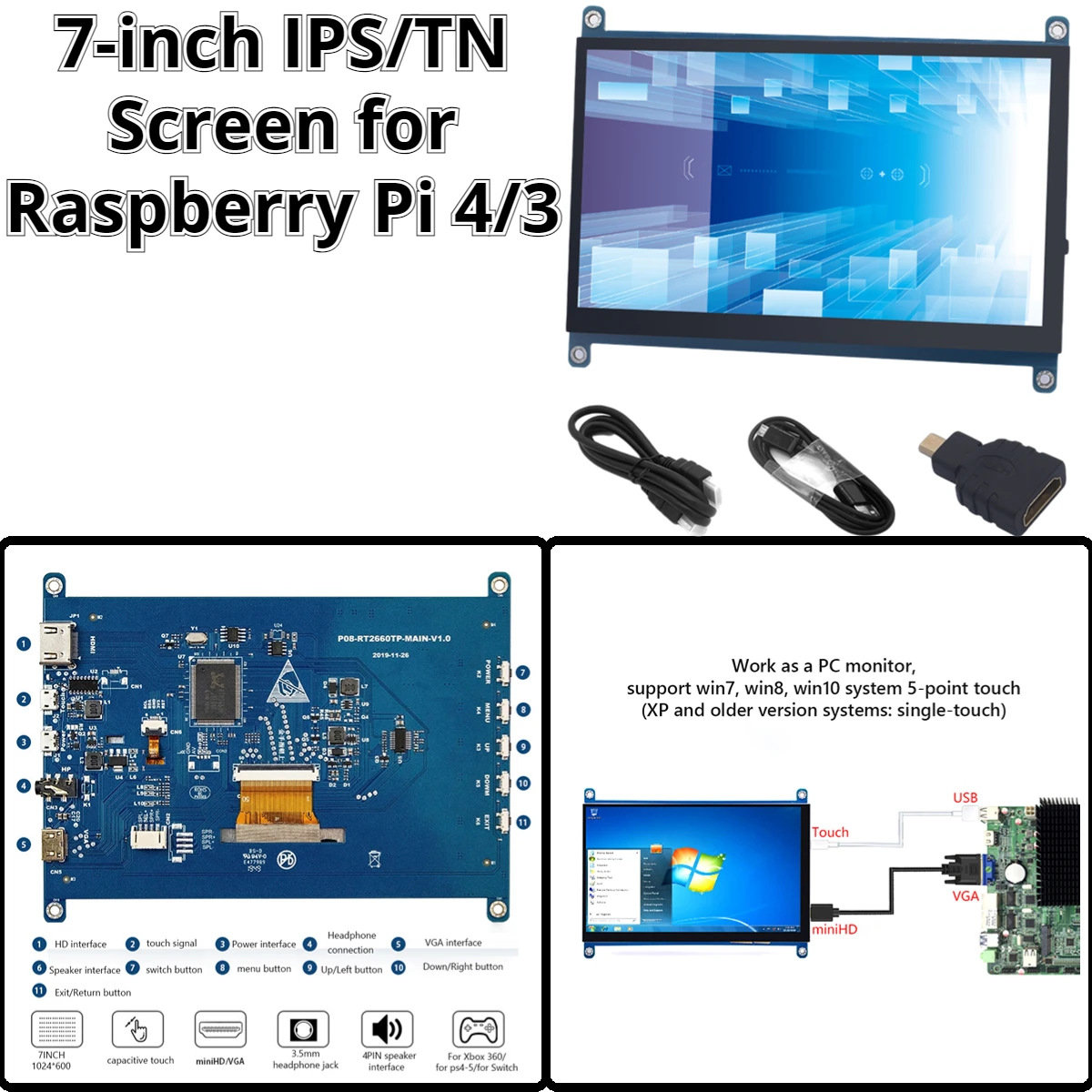 Pantalla-IPS-TN-de-7-pulgadas-AIDA64-pantalla-LCD-1024x600-Monitor-t ...