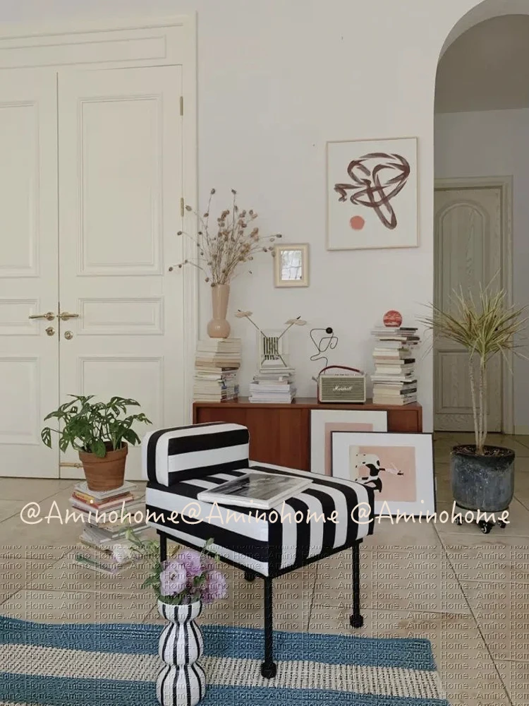 Designer-zebra-pattern-sofa-chair-shoe-changing-stool-living-room-small ...