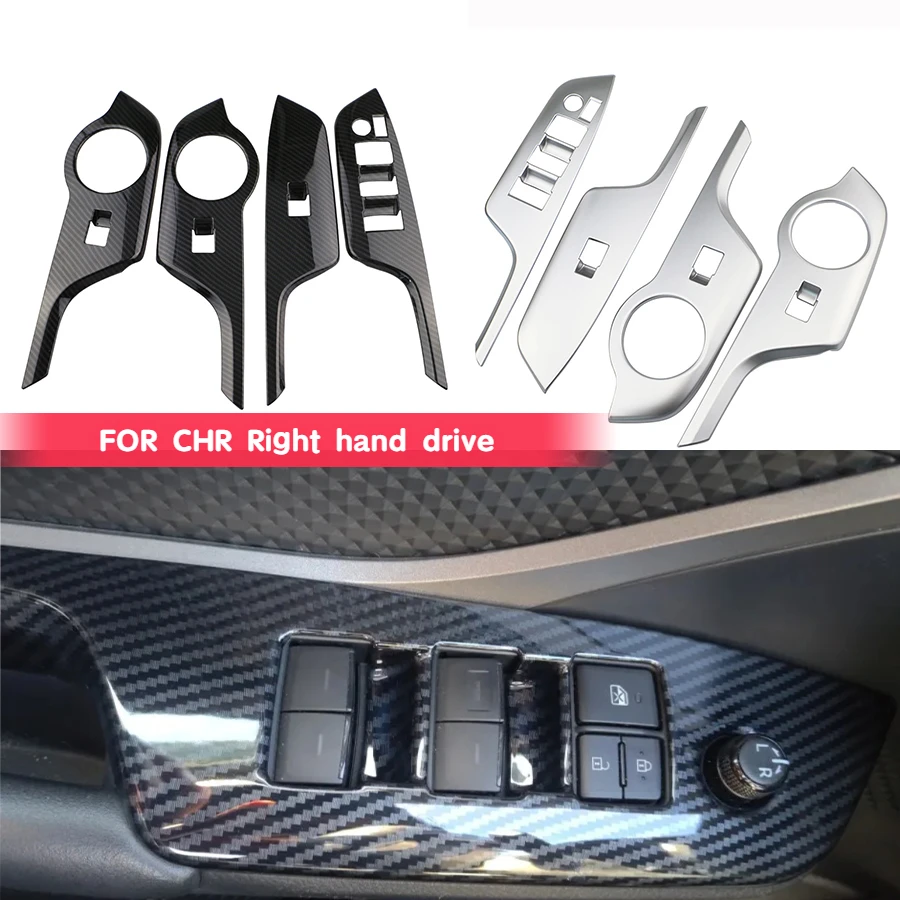 Carbon-Fiber-Style-ABS-Window-Lift-Switch-Button-Panel-Cover-Trim-Right ...