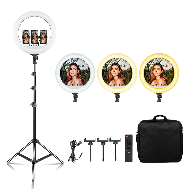 18-Inch-Selfie-Ring-Light-LED-Video-Lamp-With-Tripod-Stand-Phone-Clip ...