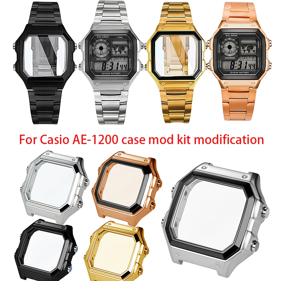 Modification Ae1200 For Casio Man Case Mod Kit All Metal Case Ae-1200 ...