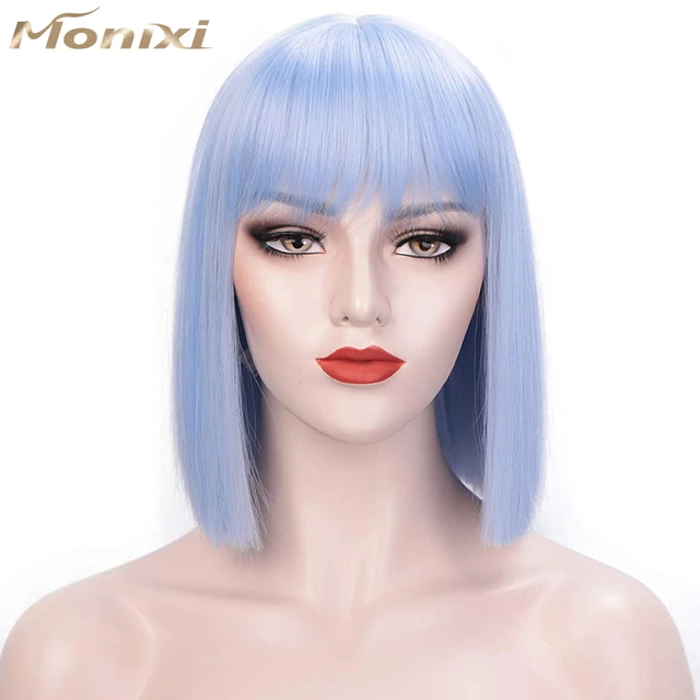 Blue Wigs With Bangs