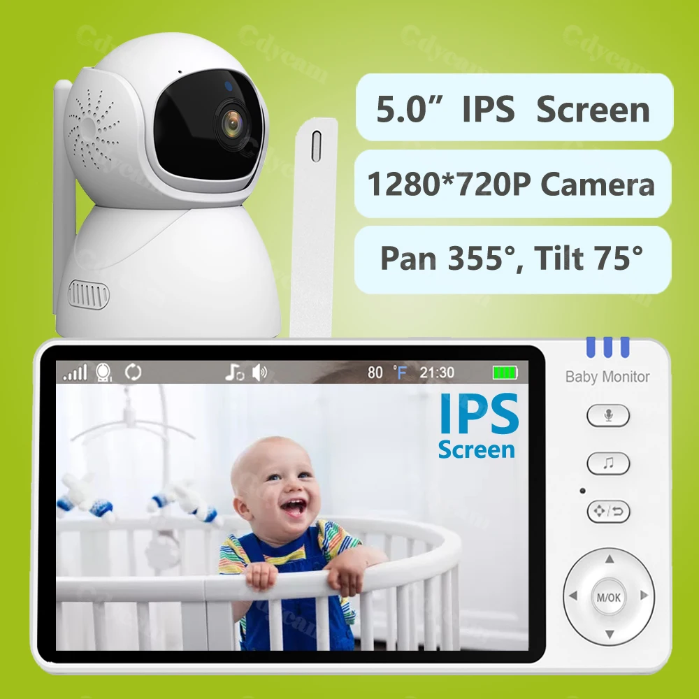 5-720P-HD-IPS-Screen-Video-Baby-Monitor-Pan-Tilt-4X-Zoom-Camera ...