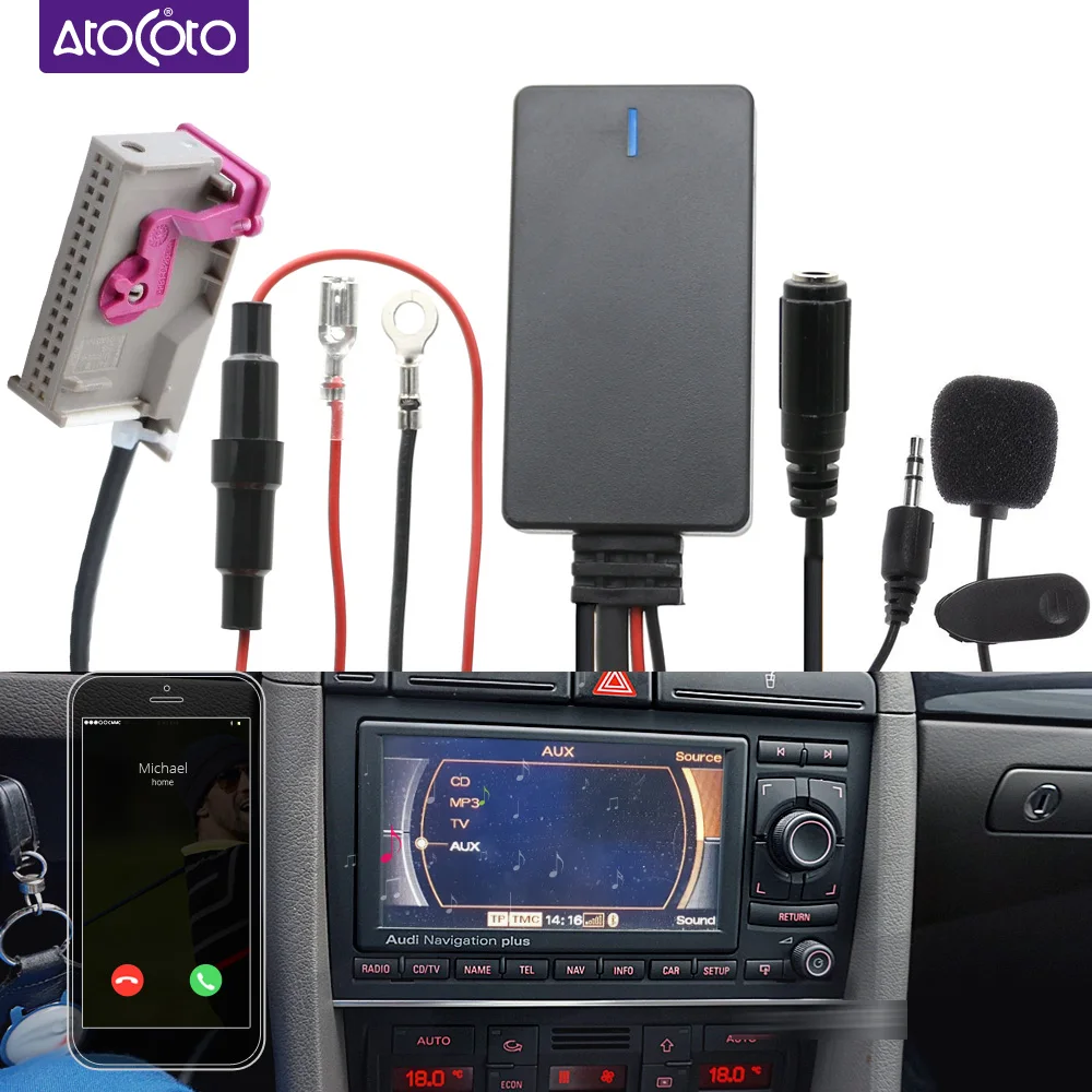 Car-Bluetooth-Kit-Handsfree-AUX-IN-Audio-Cable-Adapter-for-Audi-A3-A4 ...