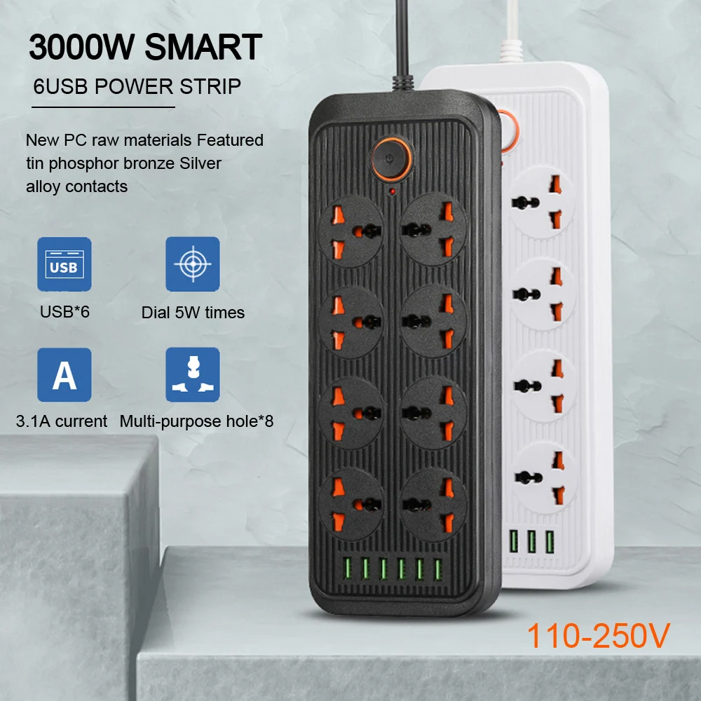 Smart Home Universal Outlet Power Strip With Extension Cable AC USB ...