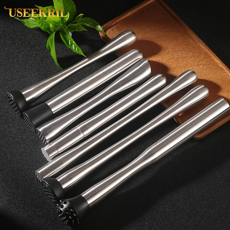 Aço inoxidável cocktail muddler shaker com martelo de esmagamento diy ...