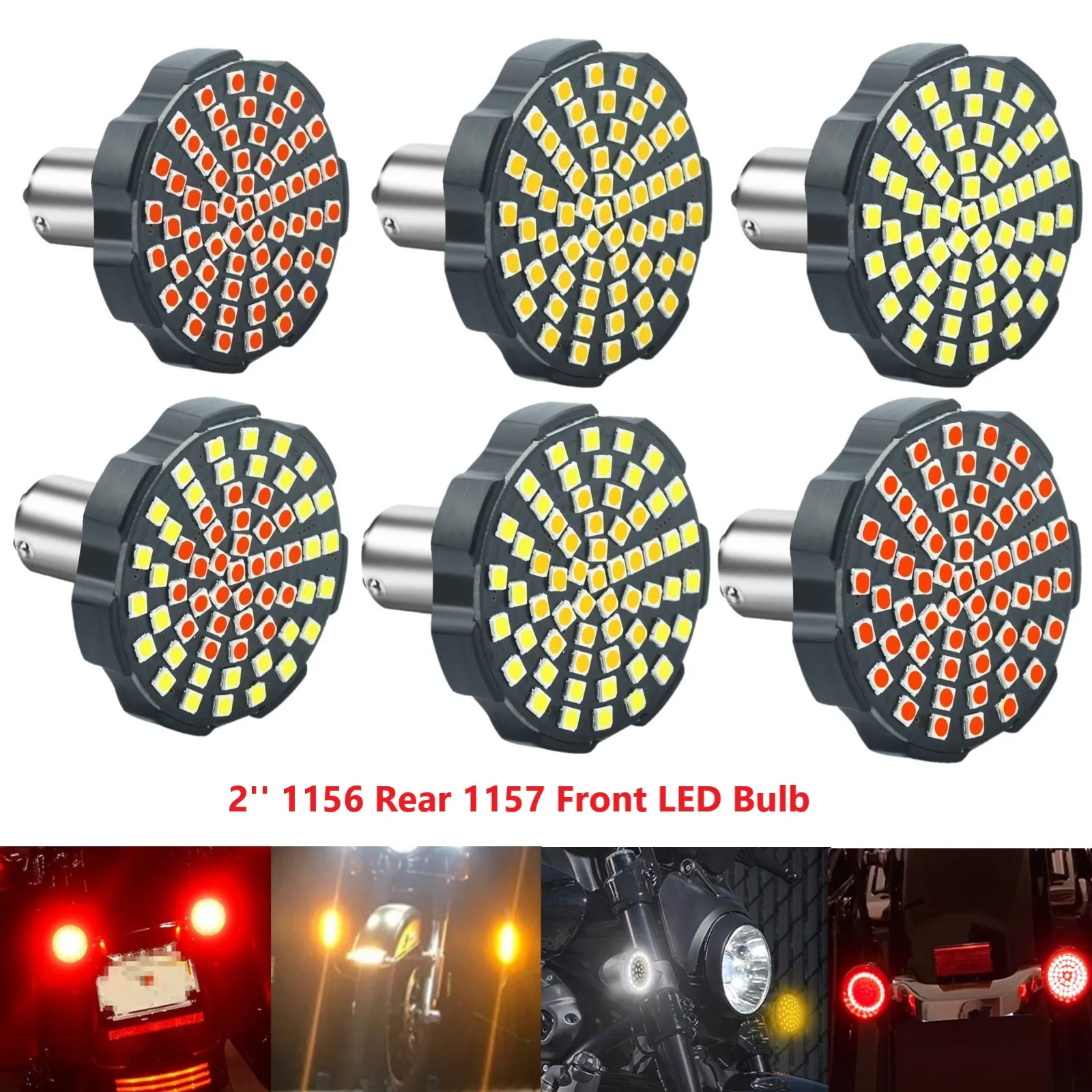 2" 1156 Rear 1157 Front LED Turn Signals Bulb Light Kit Compatible with ...