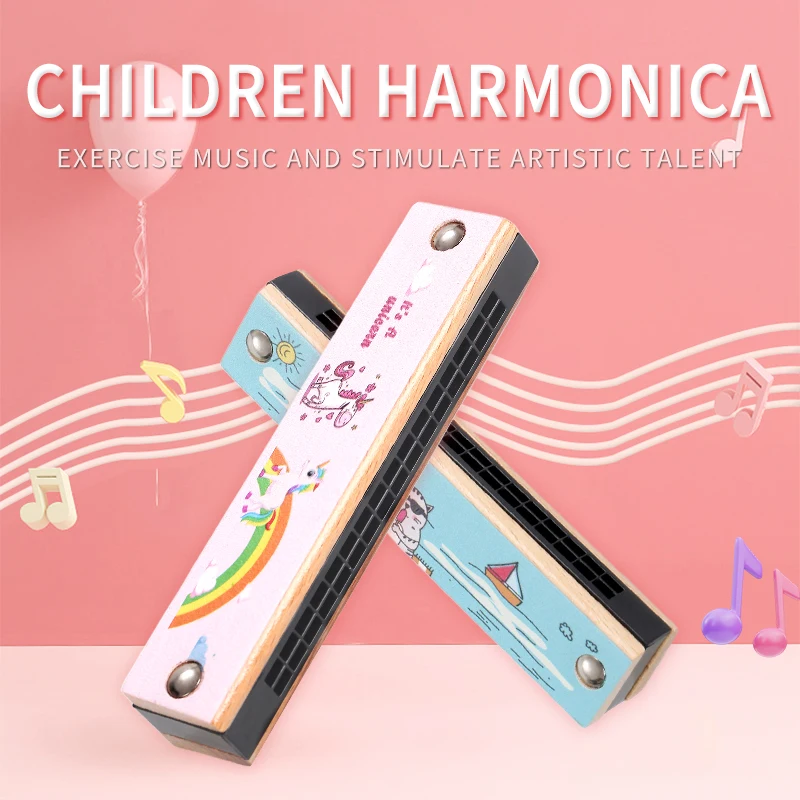 Bee 16 hole wooden harmonica with cute cartoon picture Toy Musical ...