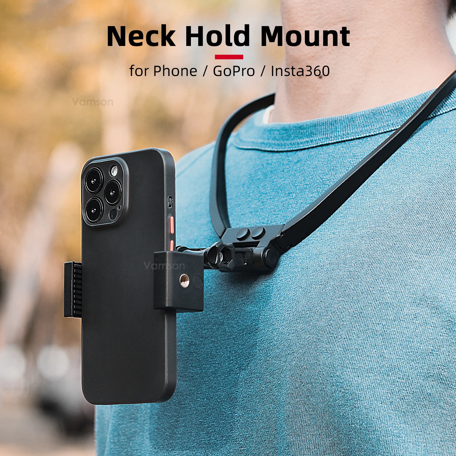 Vamson Hands Free Neck Phone Stand Holder Wearable Smartphone Mount Bracket for IPhone Xiaomi ...