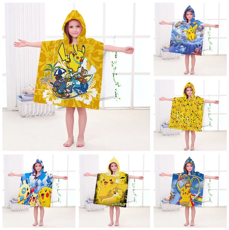 Pokemon-Pikachu-Kids-Bathrobe-Hooded-Home-Bathroom-Cloak-Bath-Towel ...