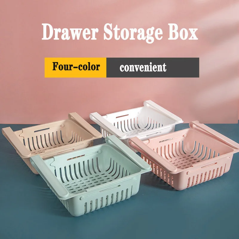 Refrigerator Adjustable Retractable Storage Drawer Basket Refrigerator ...