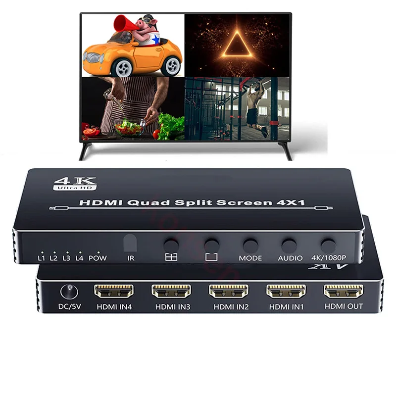 4x1-HDMI-Multiviewer-4K-HDMI-Quad-Screen-Multi-Viewer-4-in-1-out-1080P ...