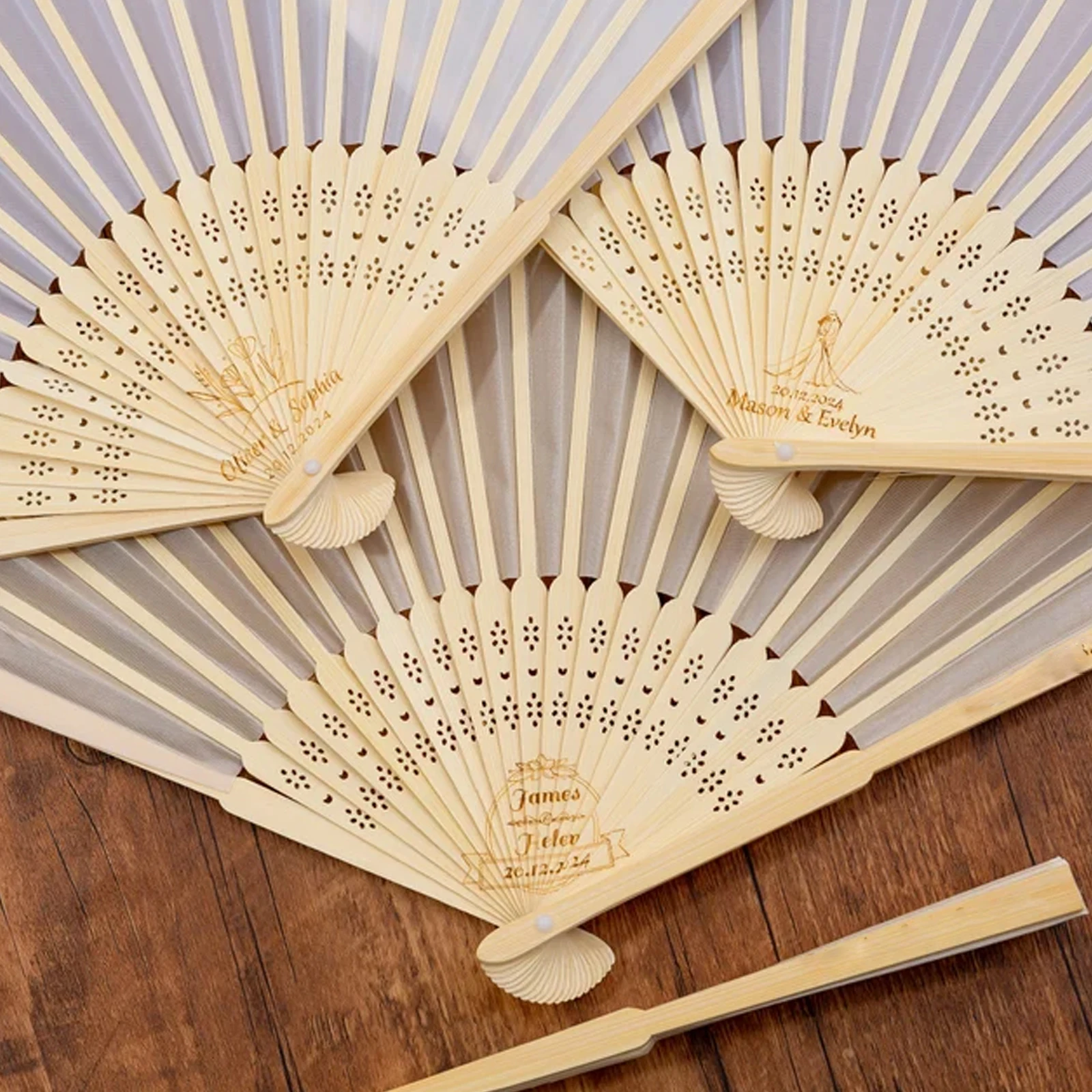 Engraved-Personalized-Silk-Wedding-Fans-Bulk-Personalised-Bridal-Party ...