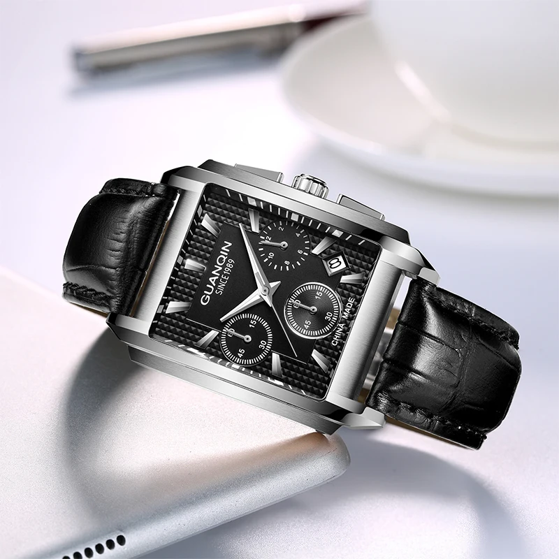 Guanqin-Marke-Luxus-Leder-Herren-uhren-50m-wasserdichte-Saphir-Stahl ...