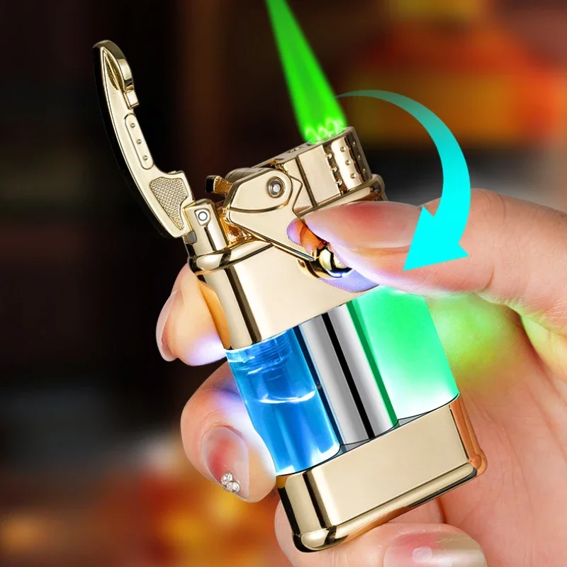 Luminous-Quicksand-Windproof-Butane-Gas-Lighter-Transparent-Oil-Tank ...