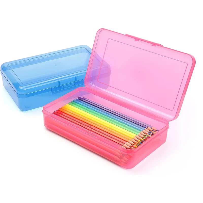 Plastic-Pencil-Box-Large-Capacity-Clear-Multi-Purpose-Pencil-Box ...