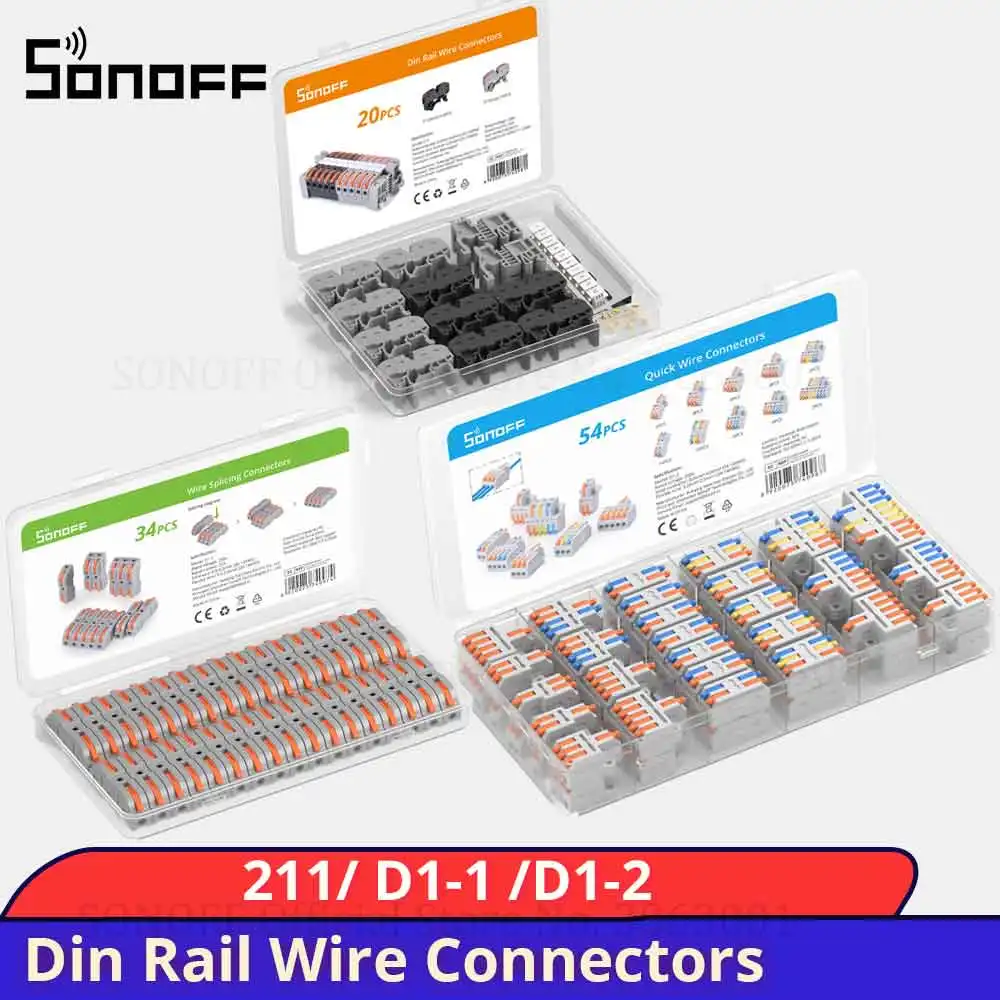 SONOFF-Din Rail Wire Connector 211, D1-1, D1-2, Universal Compact ...