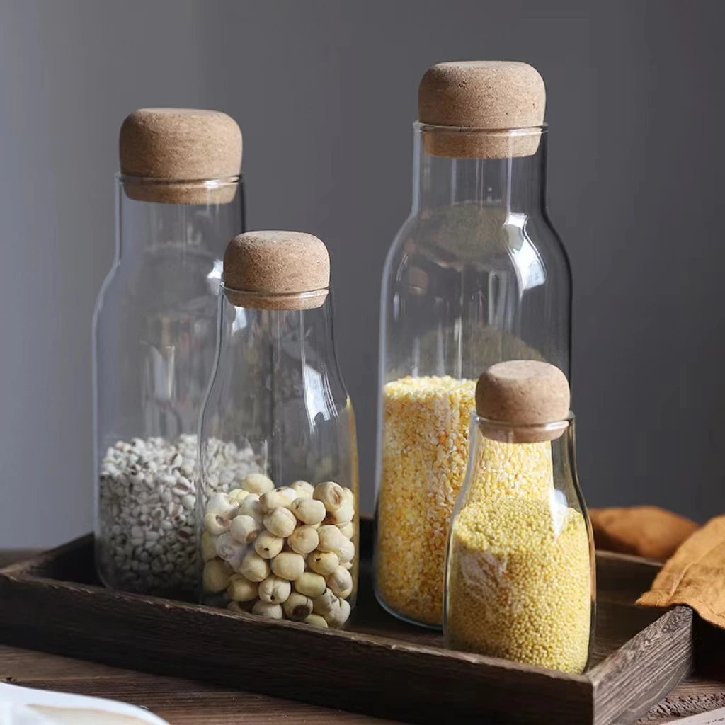 Cork Glass Storage Bottles Kitchenware Grain Tea With Sugar Preserved ...