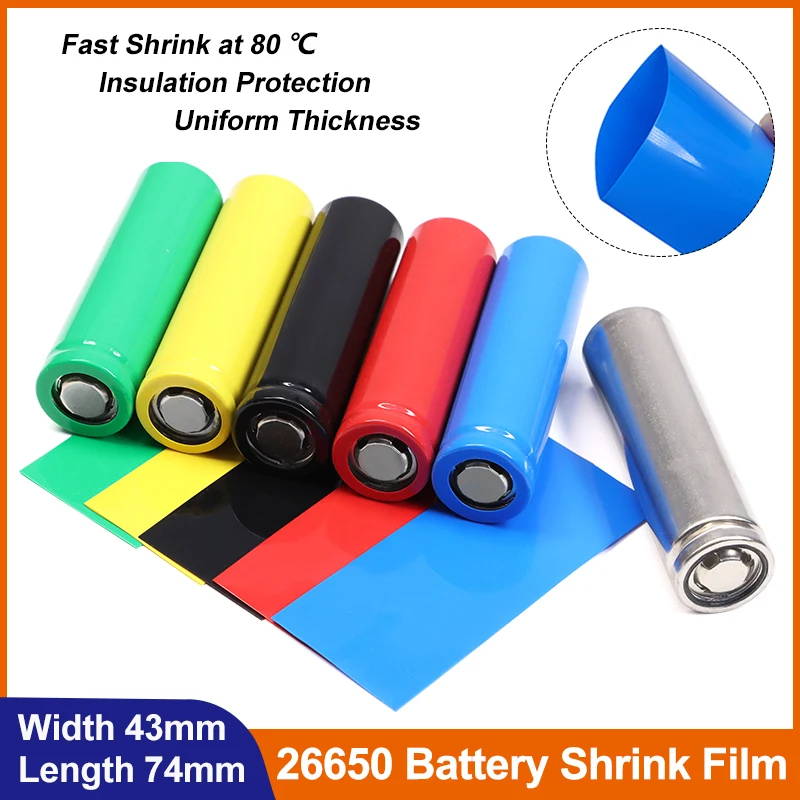 50 ~ 300pcs 26650 Battery Film Tape PVC Heat Shrink Tube Precut ...