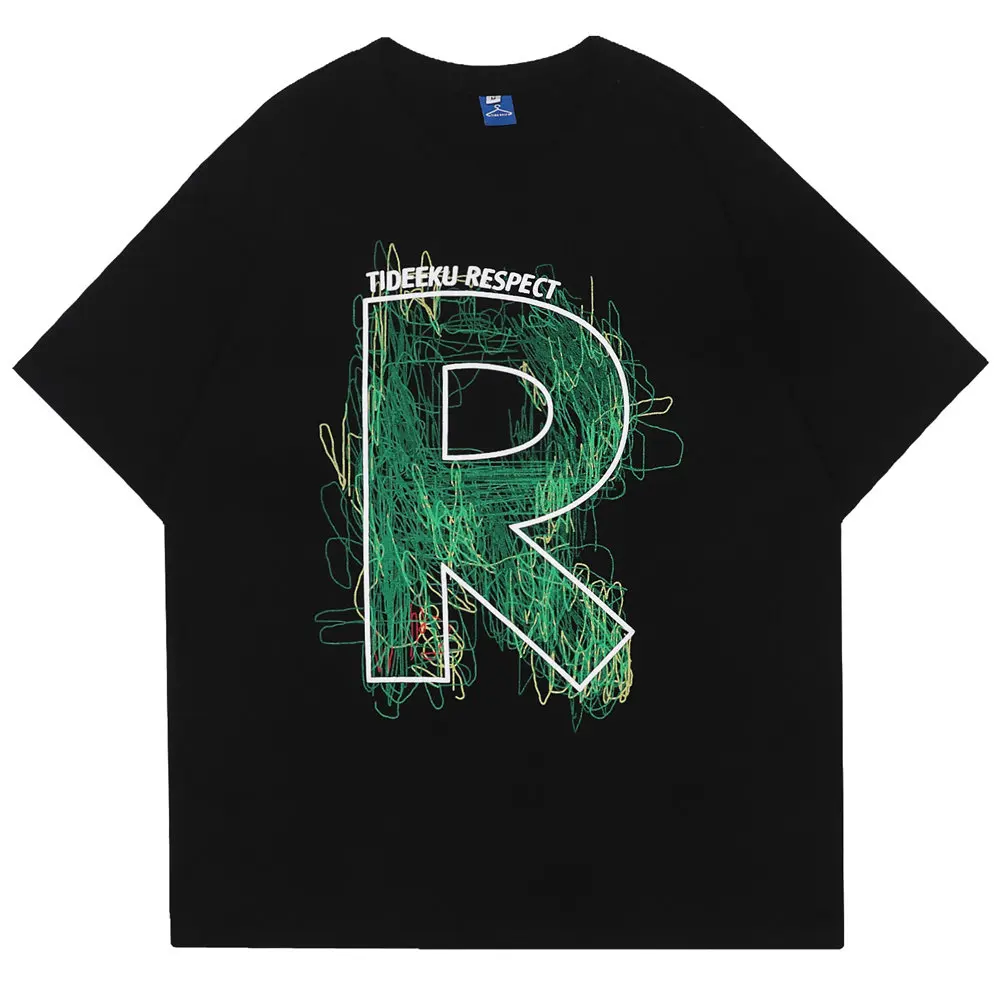 Cotton Streetwear | T-shirt Letter R | Cotton Clothing | Letter R Shirt ...