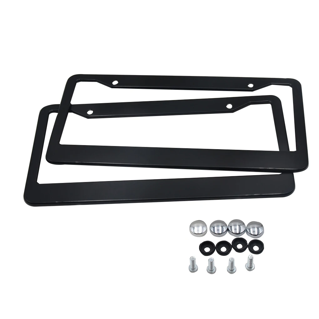 2pcs-Stainless-Steel-Car-License-Plate-Frame-Universal-Vehicle-Black ...